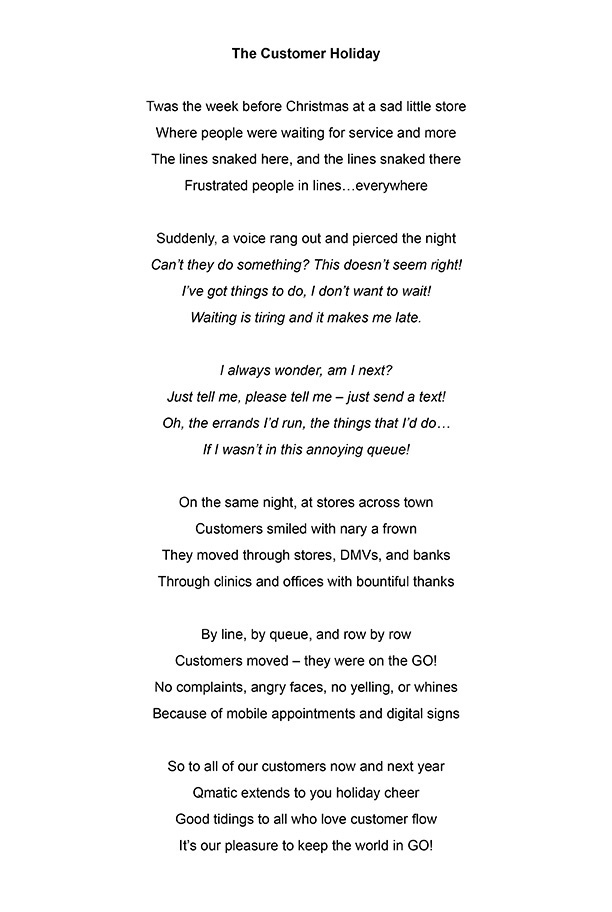 The Customer Holiday: A Poem About the Joy of GO